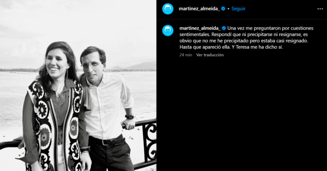 Romántica declaración de Almeida a Teresa Urquijo: "Estaba resignado ...