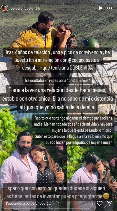 Bárbara Lobato, novia de Coco Robatto (Vox), anuncia su ruptura tras ...
