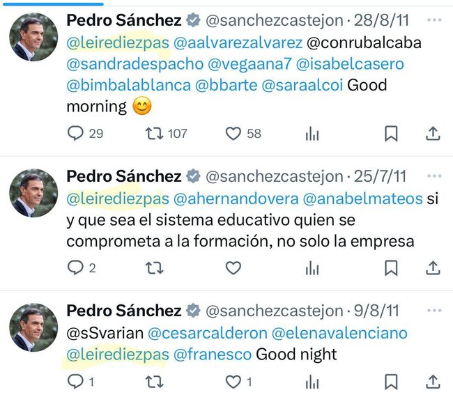 Pedro Sánchez mantuvo relación por Twitter desde 2011 con la líder de la cloaca del PSOE, Leire ...