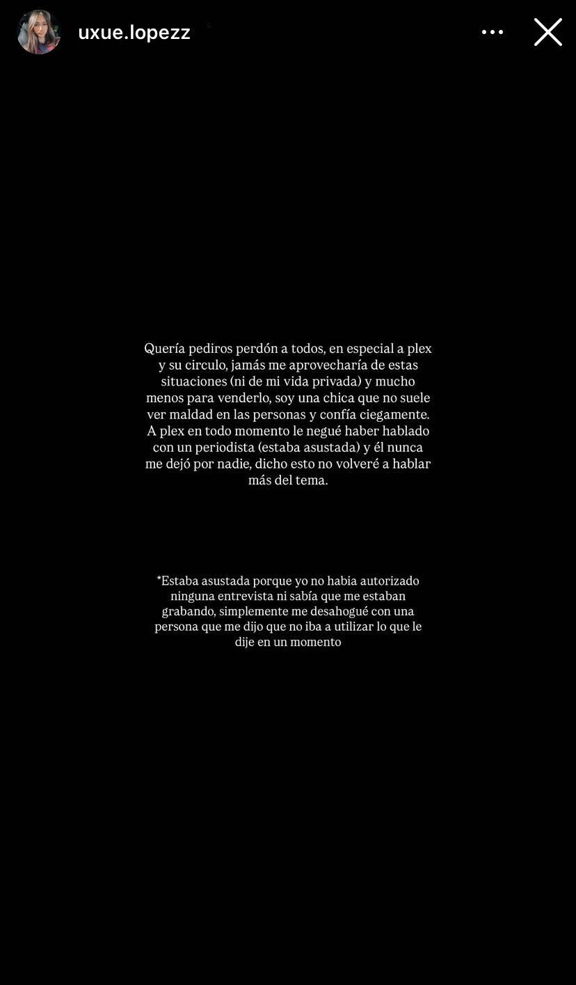 Uxue López, ex novia de Plex, confirma la conversación sobre su ruptura ...