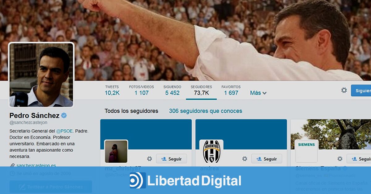 Pedro Sánchez también detecta un "incremento falso" de seguidores en ...