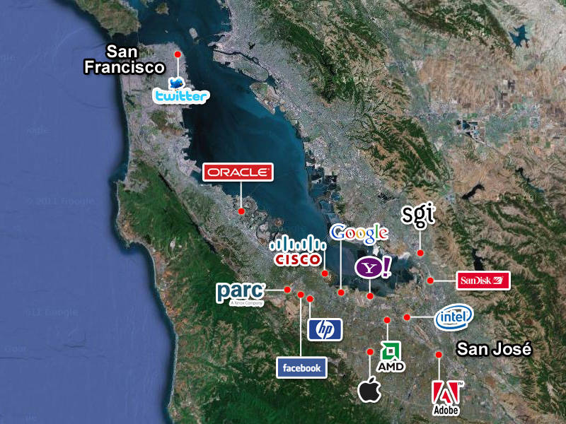 Mapa De California Y Silicon Valley